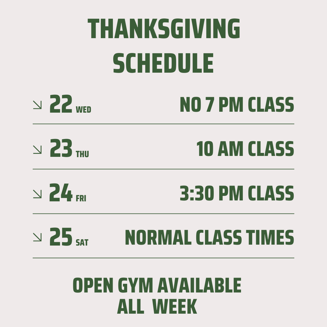 GOBBLE GOBBLE! – THANKSGIVING WEEK SCHEDULE – CrossFit Cove – Columbia